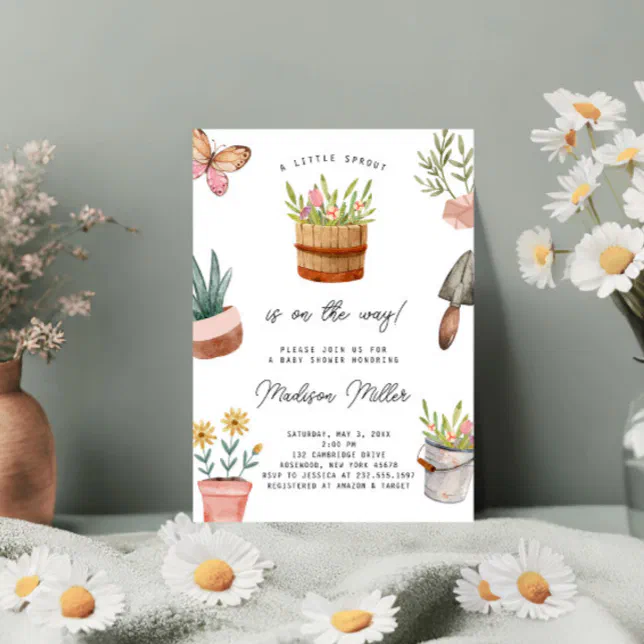 Little Sprout on the Way Spring Baby Shower Invitation | Zazzle