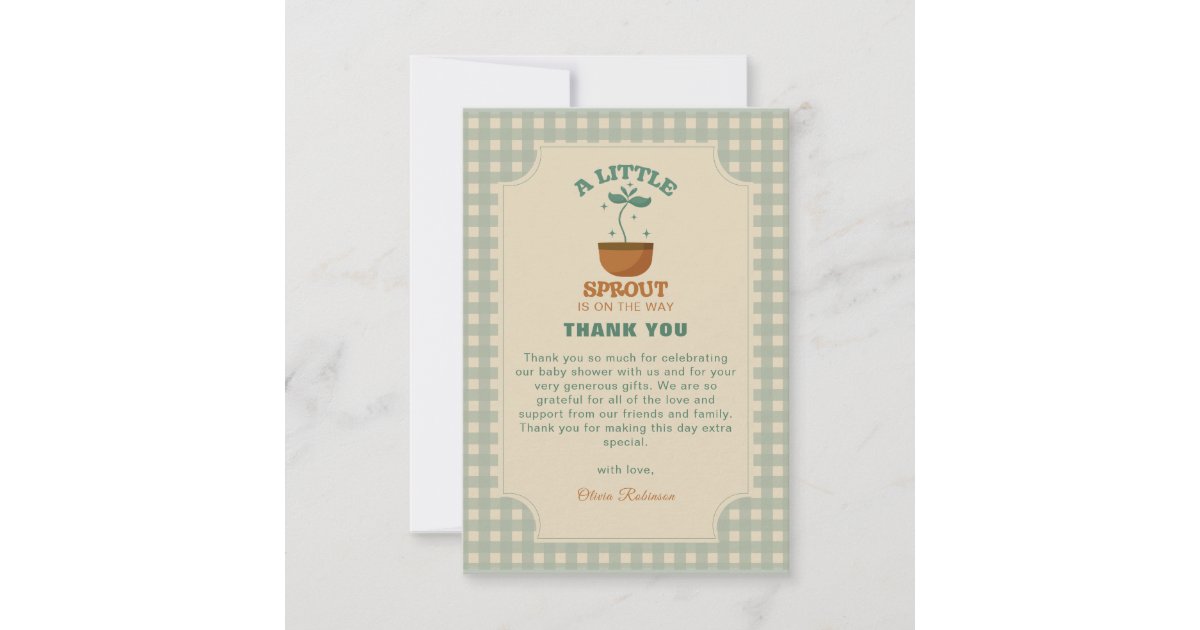 Little Sprouts Garden Party Baby Shower Thank You Card | Zazzle