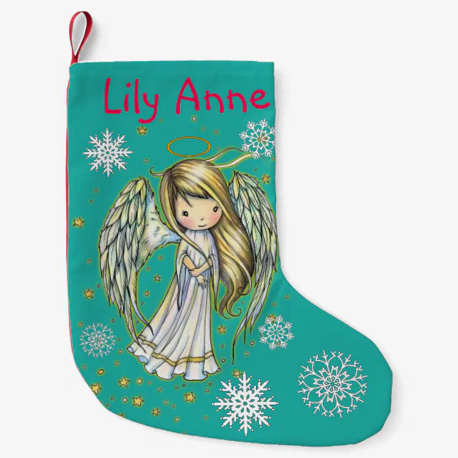 Little Star Angel Christmas Stocking Personalized | Zazzle