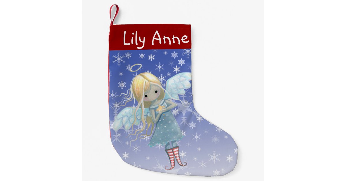 Little Star Angel Christmas Stocking Personalized | Zazzle