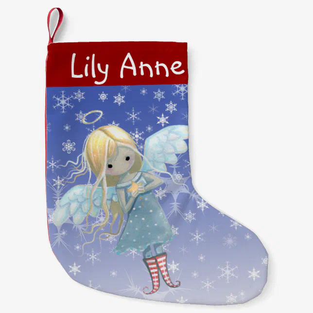 Little Star Angel Christmas Stocking Personalized | Zazzle
