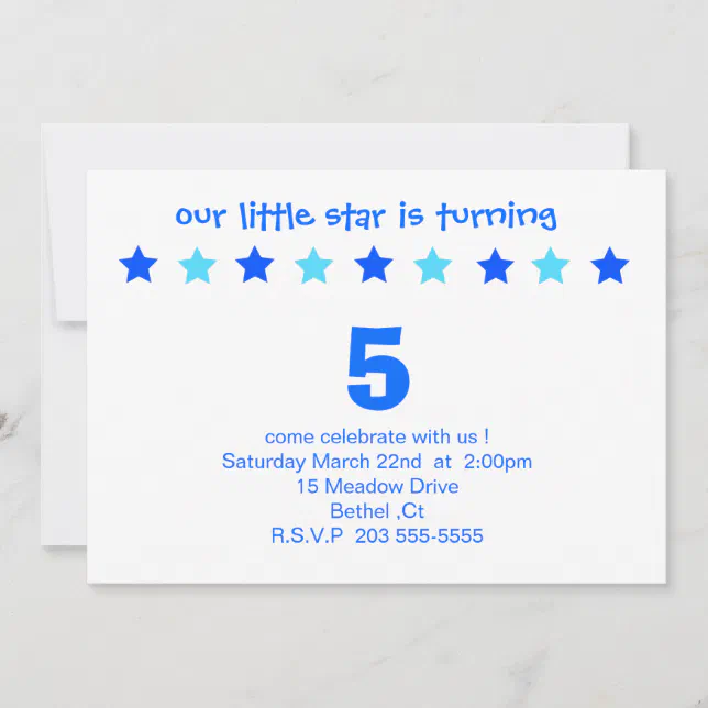 little star birthday invitation boy | Zazzle
