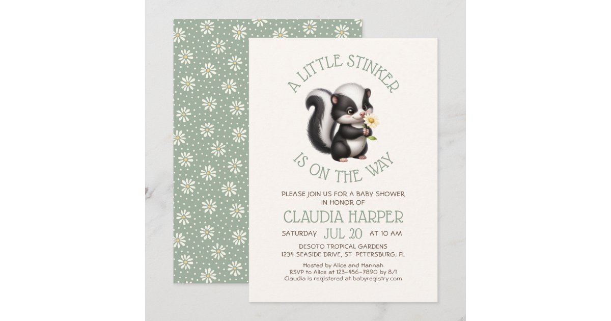 Little Stinker Skunk Baby Shower Invitation | Zazzle