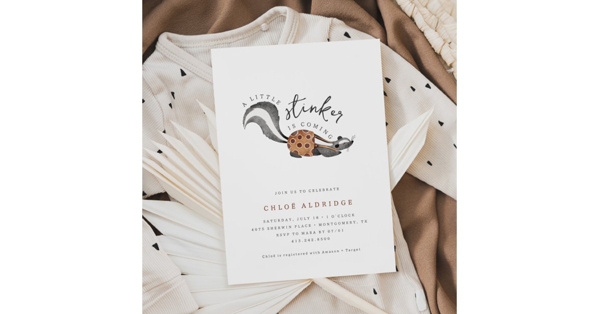 Little Stinker Woodland Animal Baby Shower Invitation | Zazzle