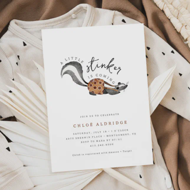 Little Stinker Woodland Animal Baby Shower Invitation | Zazzle