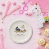 Little Stinker Woodland Skunk Boy Baby Shower Paper Plates | Zazzle