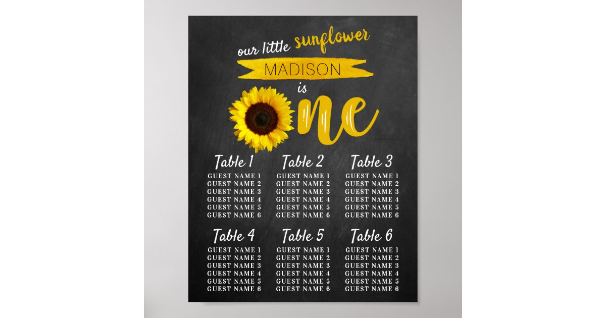 Little Sunflower 1st Birthday Seating Chart | Zazzle