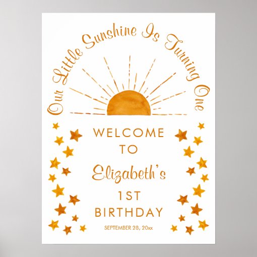 Little Sunshine 1st Birthday Welcome Sign | Zazzle