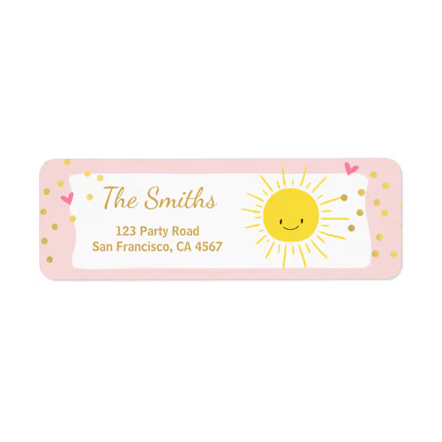Little sunshine Address Labels Summer Pink Gold | Zazzle
