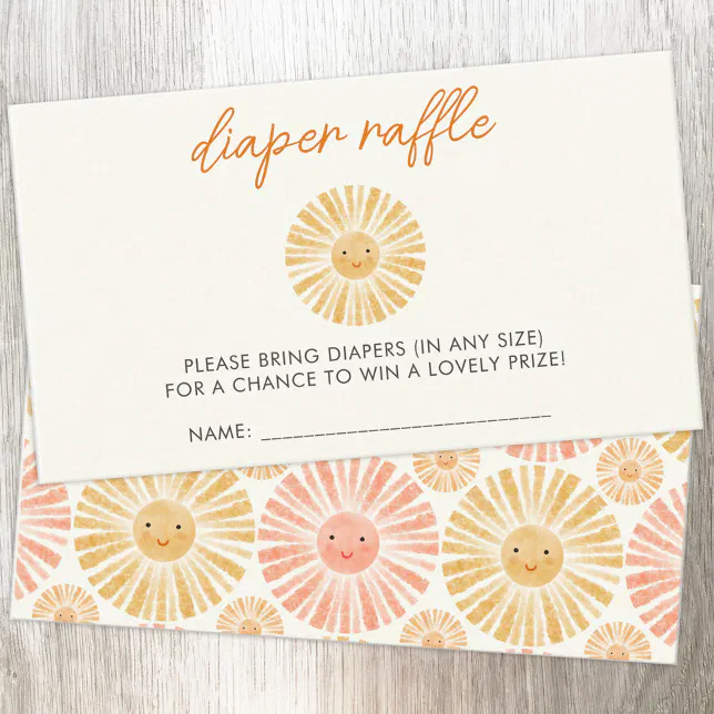 Little Sunshine Baby Shower Diaper Raffle Enclosure Card | Zazzle