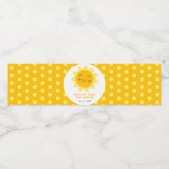Little Sunshine Cute Smiling Sun Baby Shower Water Bottle Label | Zazzle