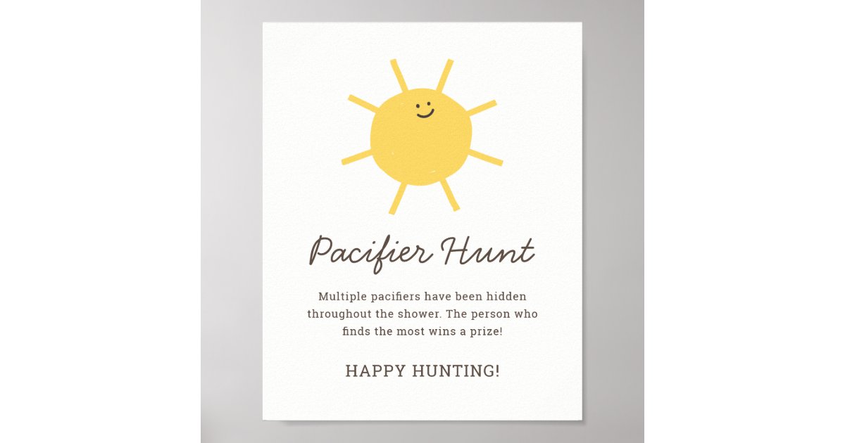 Little Sunshine Pacifier Hunt Game Sign | Zazzle