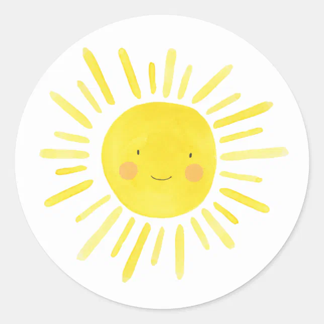 Little Sunshine Party Yellow Sun Classic Round Sticker | Zazzle