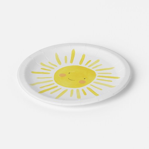 Little Sunshine Party Yellow Sun Paper Plates | Zazzle