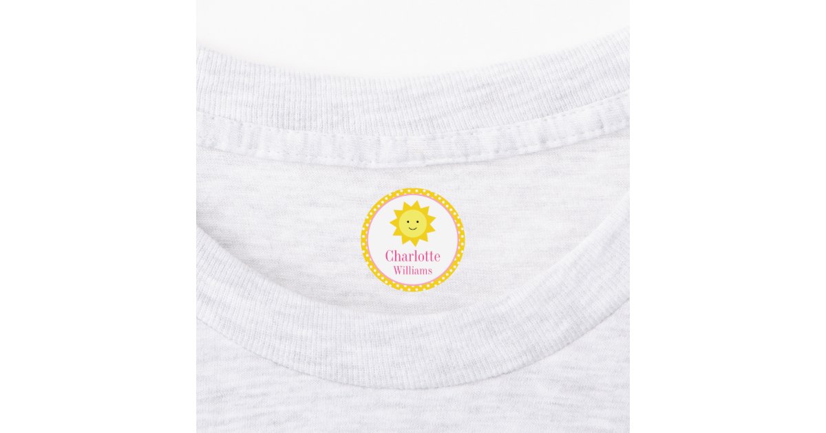 Little Sunshine Yellow Pink Name Kids' Labels | Zazzle