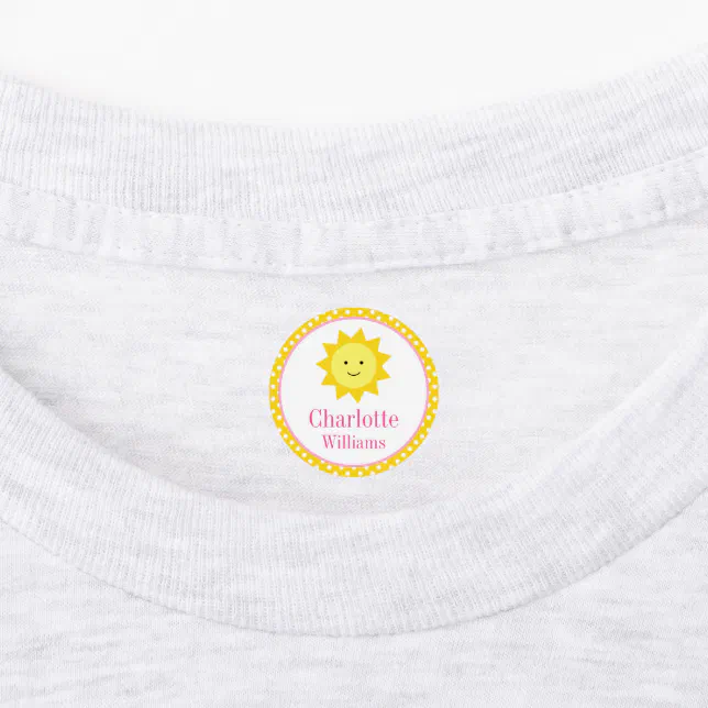 Little Sunshine Yellow Pink Name Kids' Labels | Zazzle