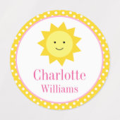 Little Sunshine Yellow Pink Name Kids' Labels | Zazzle