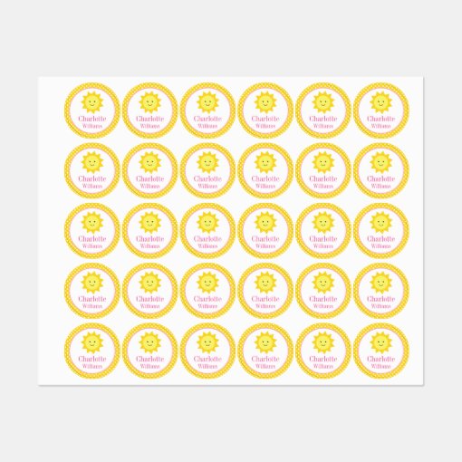 Little Sunshine Yellow Pink Name Kids' Labels | Zazzle