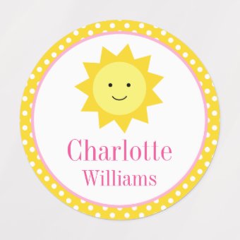 Little Sunshine Yellow Pink Name Kids' Labels | Zazzle