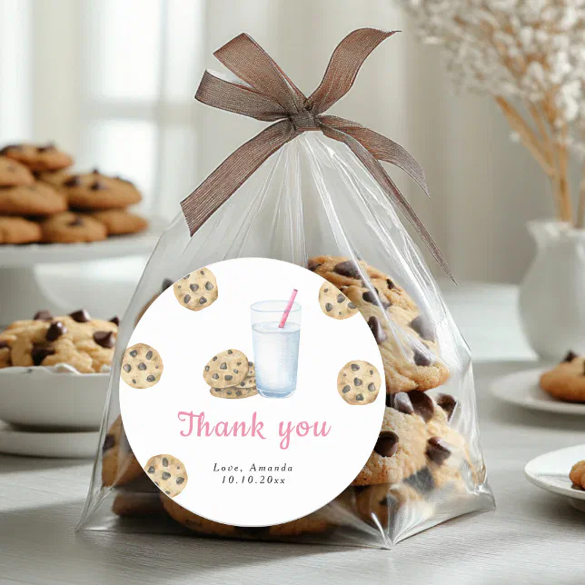 Little Sweet Cookie birthday party thank you Classic Round Sticker | Zazzle