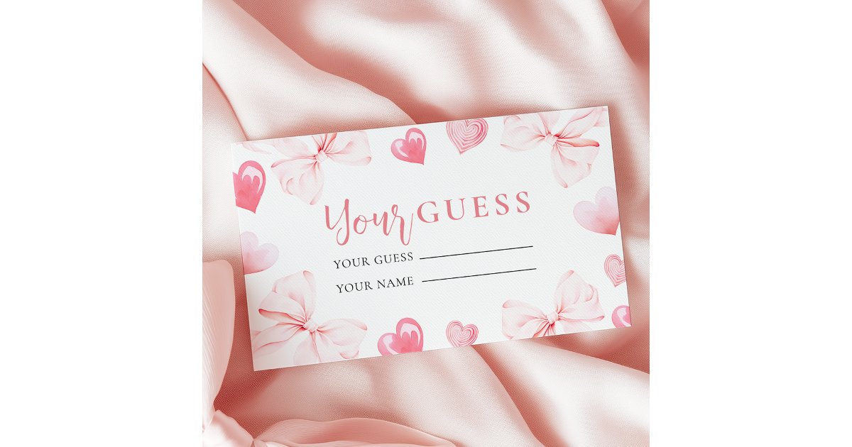 Little Sweetheart Answer Card Pink Bow Baby Shower | Zazzle