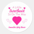 Little Sweetheart Baby Shower Classic Round Sticker | Zazzle