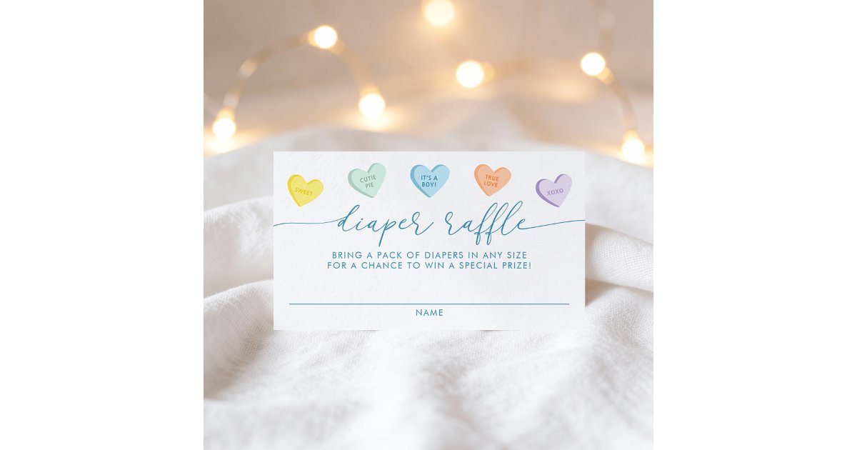 Little Sweetheart Candy Hearts Diaper Raffle Enclosure Card | Zazzle