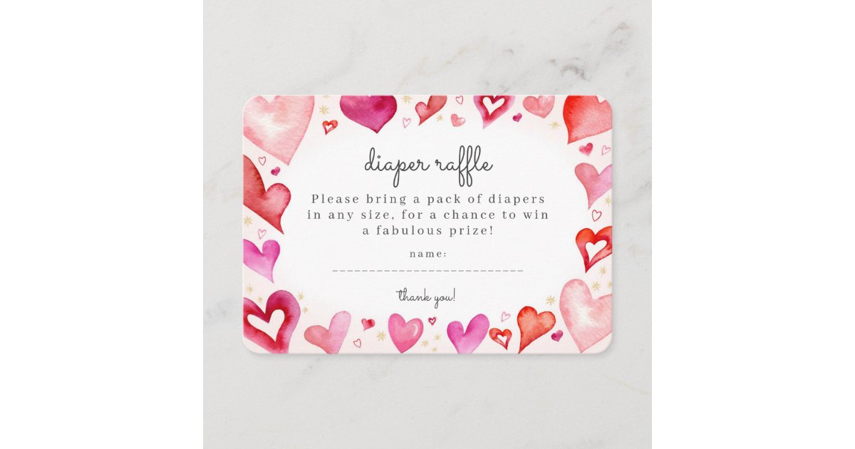Little Sweetheart Diaper Raffle Invitation Insert | Zazzle