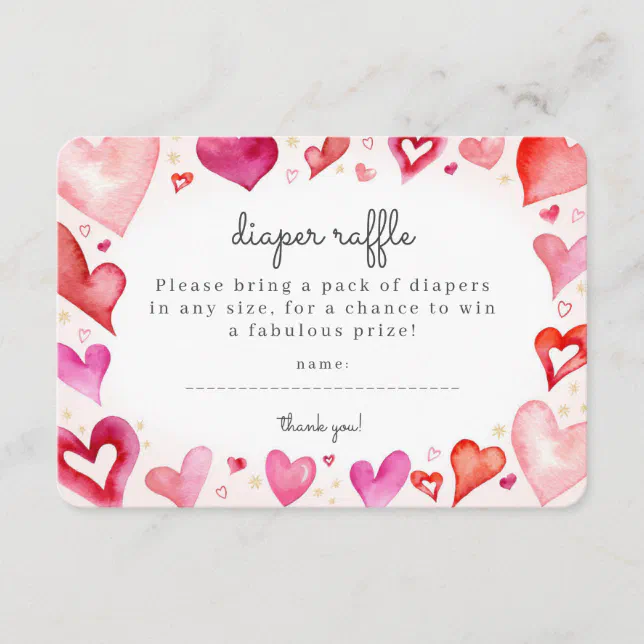 Little Sweetheart Diaper Raffle Invitation Insert | Zazzle