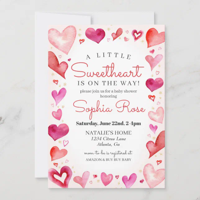 Little Sweetheart February baby shower for Girl Invitation | Zazzle