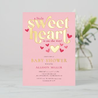 Little Sweetheart Girl Baby Shower Foil Invitation | Zazzle