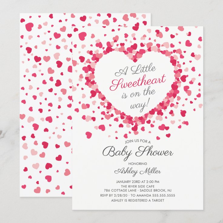 Little Sweetheart Hearts Baby Shower Invitation | Zazzle