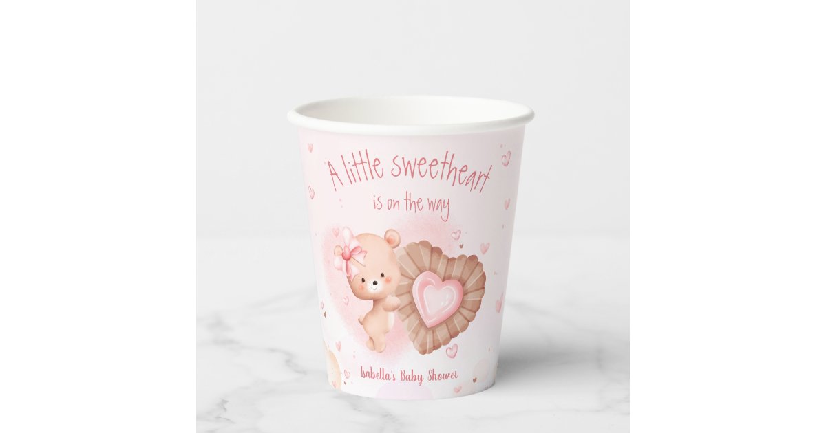Little Sweetheart Pink Baby Shower Paper Cups | Zazzle