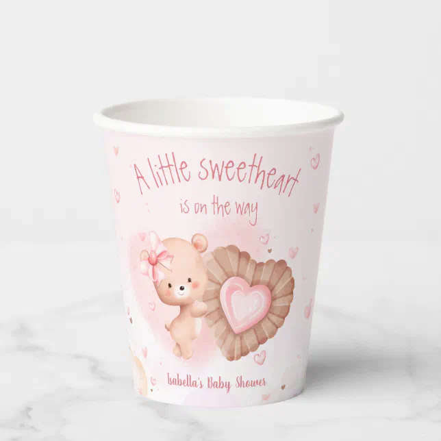 Little Sweetheart Pink Baby Shower Paper Cups | Zazzle