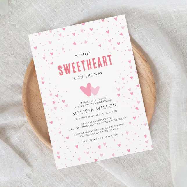 Little Sweetheart Pink Hearts Baby Shower Invitation | Zazzle