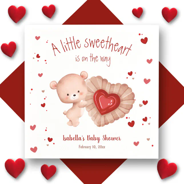 Little Sweetheart Red Baby Shower Napkins | Zazzle