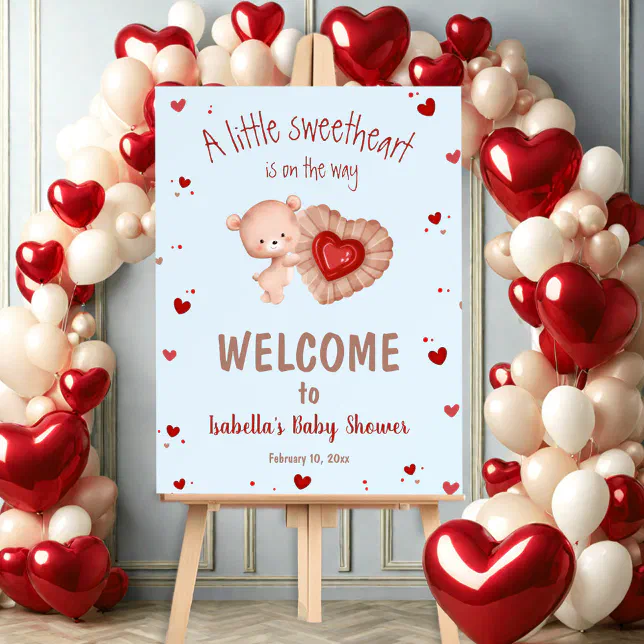 Little Sweetheart Red Blue Boy Baby Shower Welcome Foam Board | Zazzle