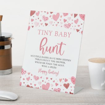 Little Sweetheart Tiny Baby Hunt Baby Shower Game Pedestal Sign | Zazzle