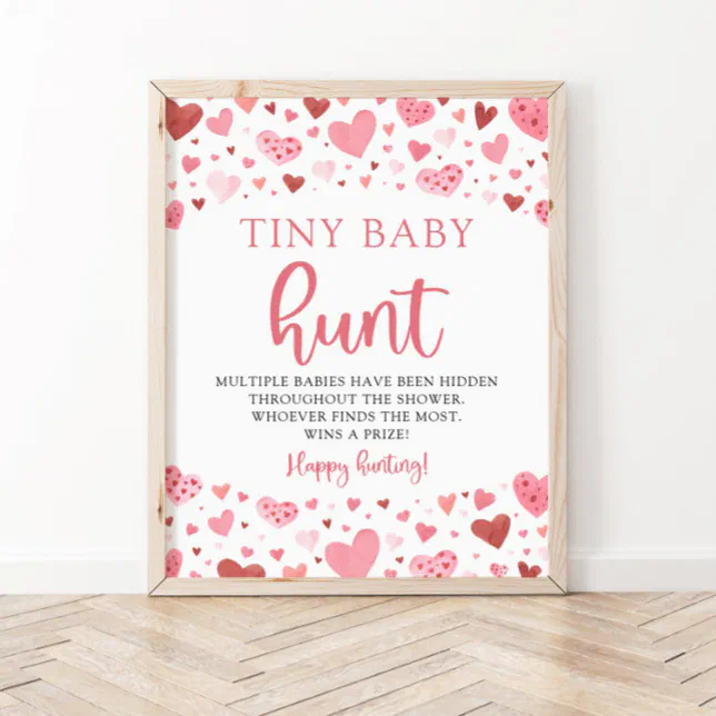 Little Sweetheart Tiny Baby Hunt Baby Shower Game Poster | Zazzle
