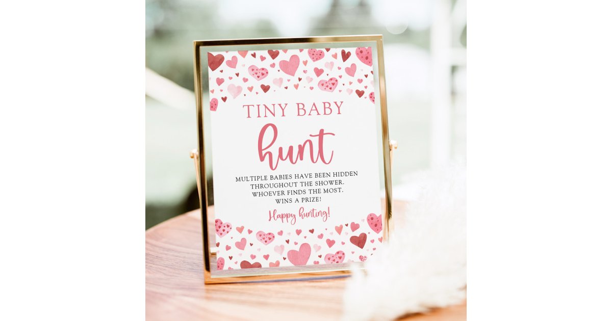 Little Sweetheart Tiny Baby Hunt Baby Shower Game Poster | Zazzle