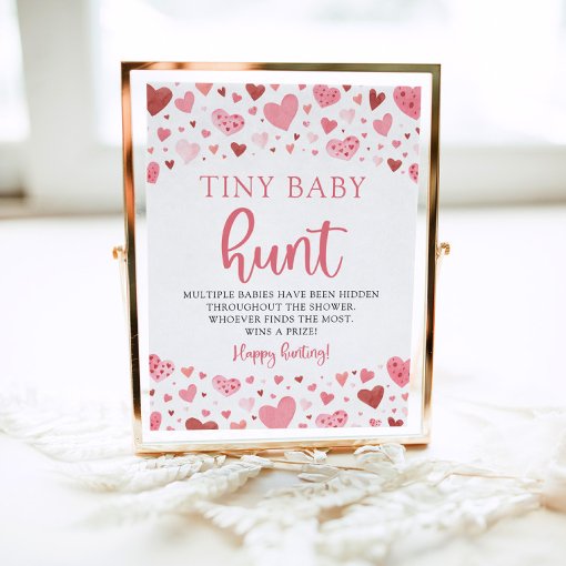 Little Sweetheart Tiny Baby Hunt Baby Shower Game Poster | Zazzle