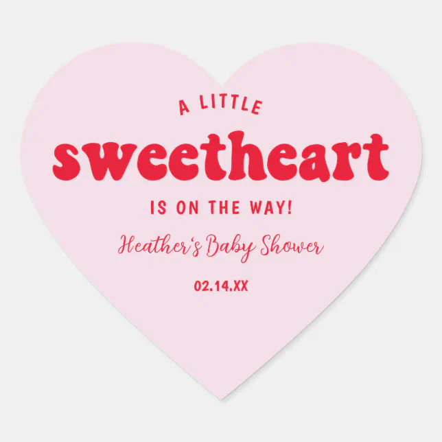 Little Sweetheart Valentines's Day Baby Shower Heart Sticker | Zazzle
