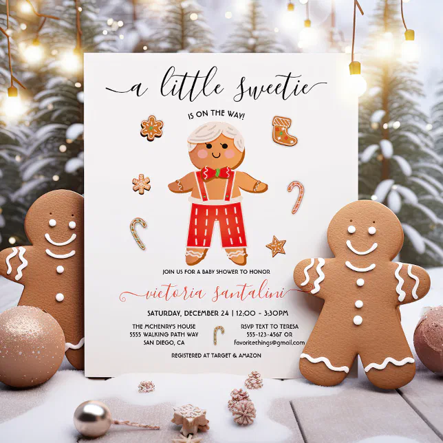 Little Sweetie Gingerbread Boy Baby Shower Invitation | Zazzle