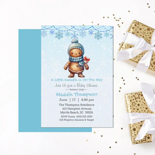 Little Sweetie Gingerbread Christmas Baby Shower Invitation | Zazzle