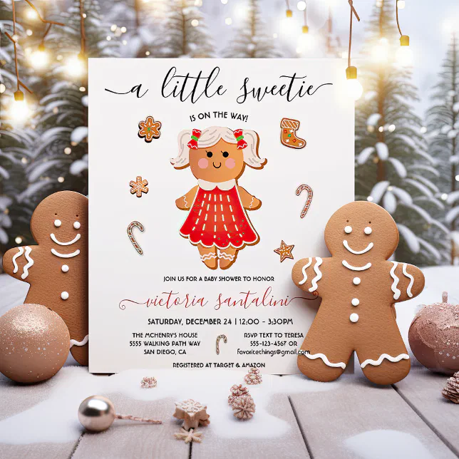 Little Sweetie Gingerbread Girl Baby Shower Invitation | Zazzle