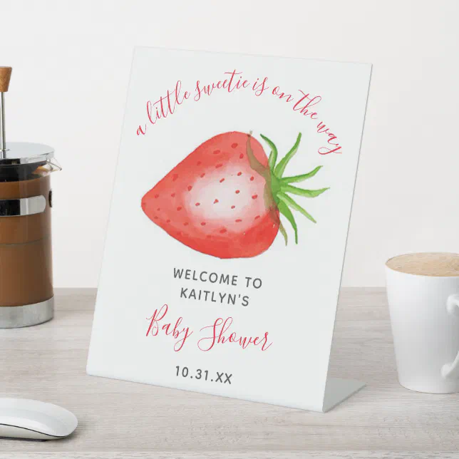 Little Sweetie Strawberry Baby Shower Welcome Sign | Zazzle