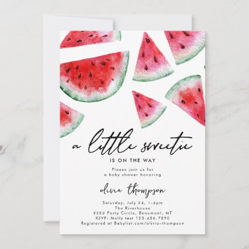 Little Sweetie Watermelon Baby Shower Invitation | Zazzle