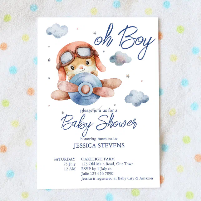 Little tiny pilot airplane baby shower invitation | Zazzle