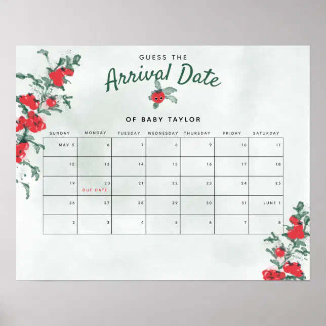 Little Tomato Rustic Girl Baby Shower Guess Date Poster | Zazzle