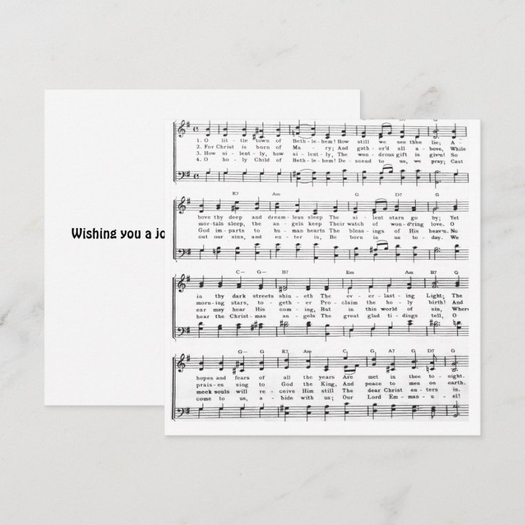 Little Town Bethlehem Sheet Music Christmas Holiday Card | Zazzle